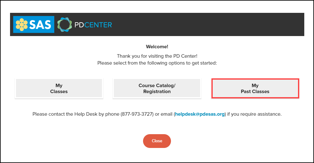 PD Center: My Past Classes – PDESAS